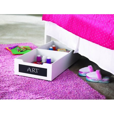 Homz White Underbed Wood Storage with Casters; Chalkboard Label Front ...