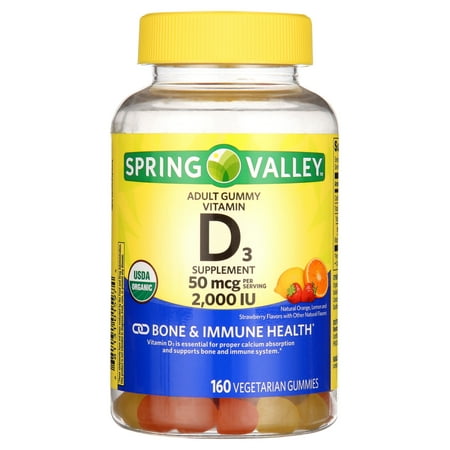 Spring Valley Vitamin D3 Gummies for Bone and Immune Health, 50mcg ...