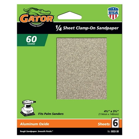 Gator Clamp-On Aluminum Oxide 1/4 Sandpaper Sheets, 60-Grit, 6-Pack ...