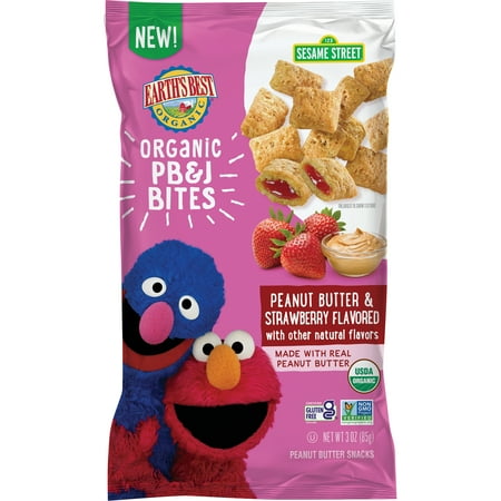 Earth's Best Organic Sesame Street PB&J Bites, Peanut Butter ...