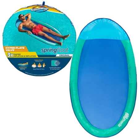 SwimWays Spring Float Inflatable Pool Lounger with Hyper-Flate Valve ...