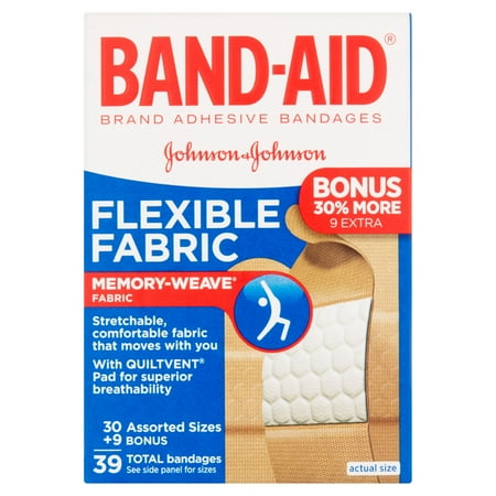 Johnson & Johnson Band-Aid Flexible Fabric Adhesive Bandages, 39 count ...
