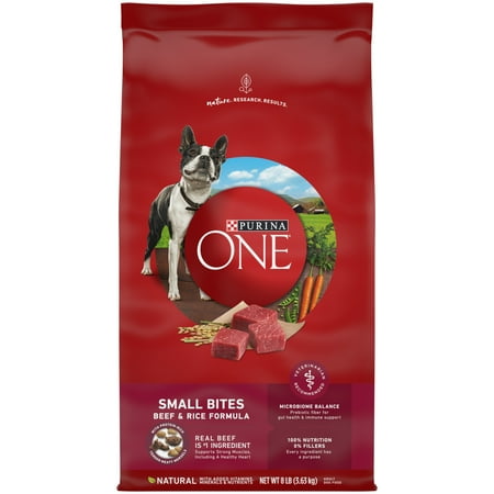 Purina ONE Small Bites Dog Food Natural Beef and Rice Formula Adult Dry ...