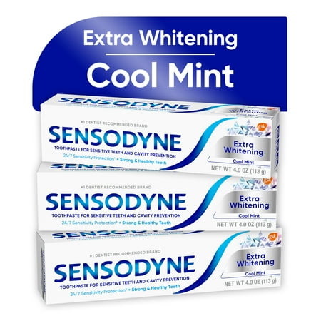 Sensodyne Extra Whitening Sensitive Toothpaste, Mint, 4 Oz, 3 Pack, for ...