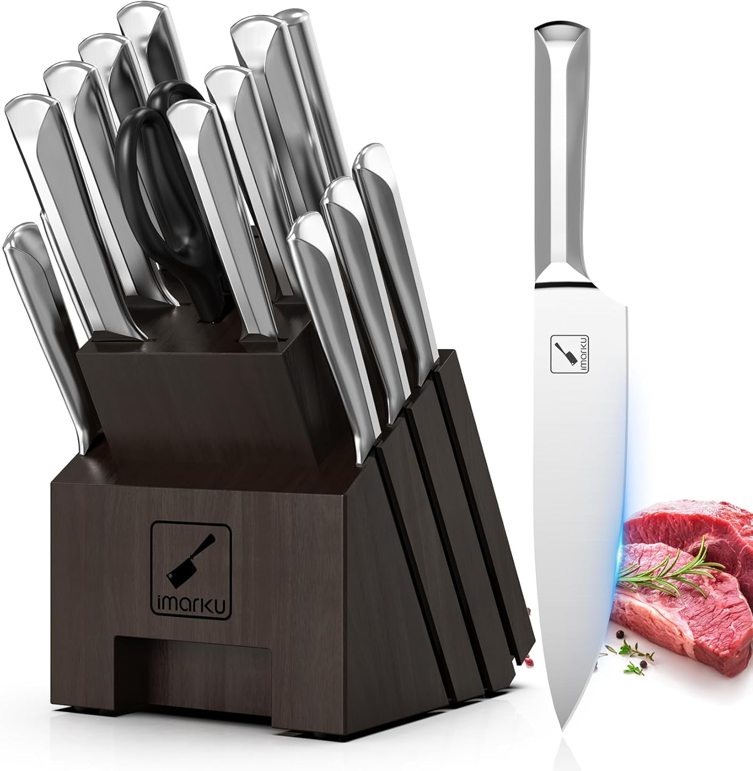 imarku Knife Set, 16 PCS High Carbon Japanese Stainless Steel Knife ...