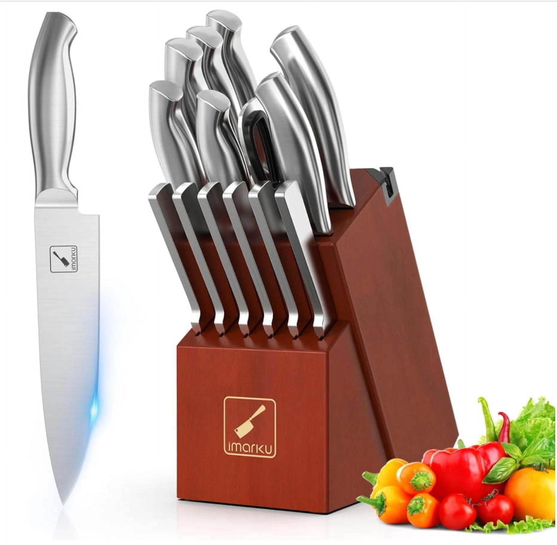 imarku Knife Set, High Carbon Steel Kitchen Knife Set 15-Pieces, Ultra ...