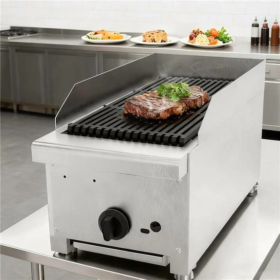imerelez 12" Commercial Gas Charbroiler, 28K BTU Stainless Steel Lava ...