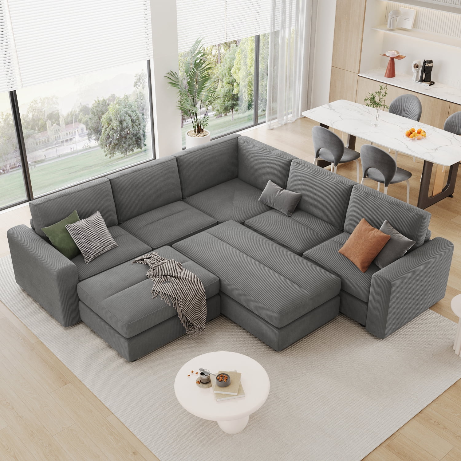 imerelez 121" Modular Sectional Sofa, Convertible U Shaped Sofa Couch ...