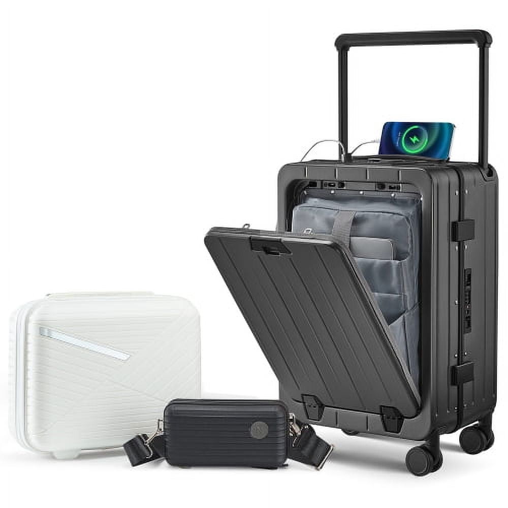 imerelez 20 Inch with Front Open Carry-on Luggage, PC Hard Shell ...