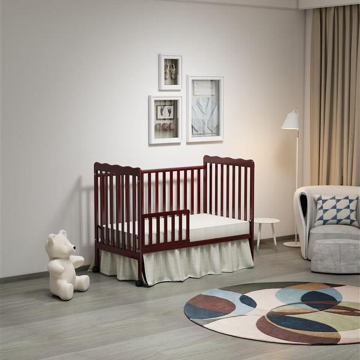 imerelez 3-In-1 Convertible Crib with Locking Wheels,Infant Wooden ...
