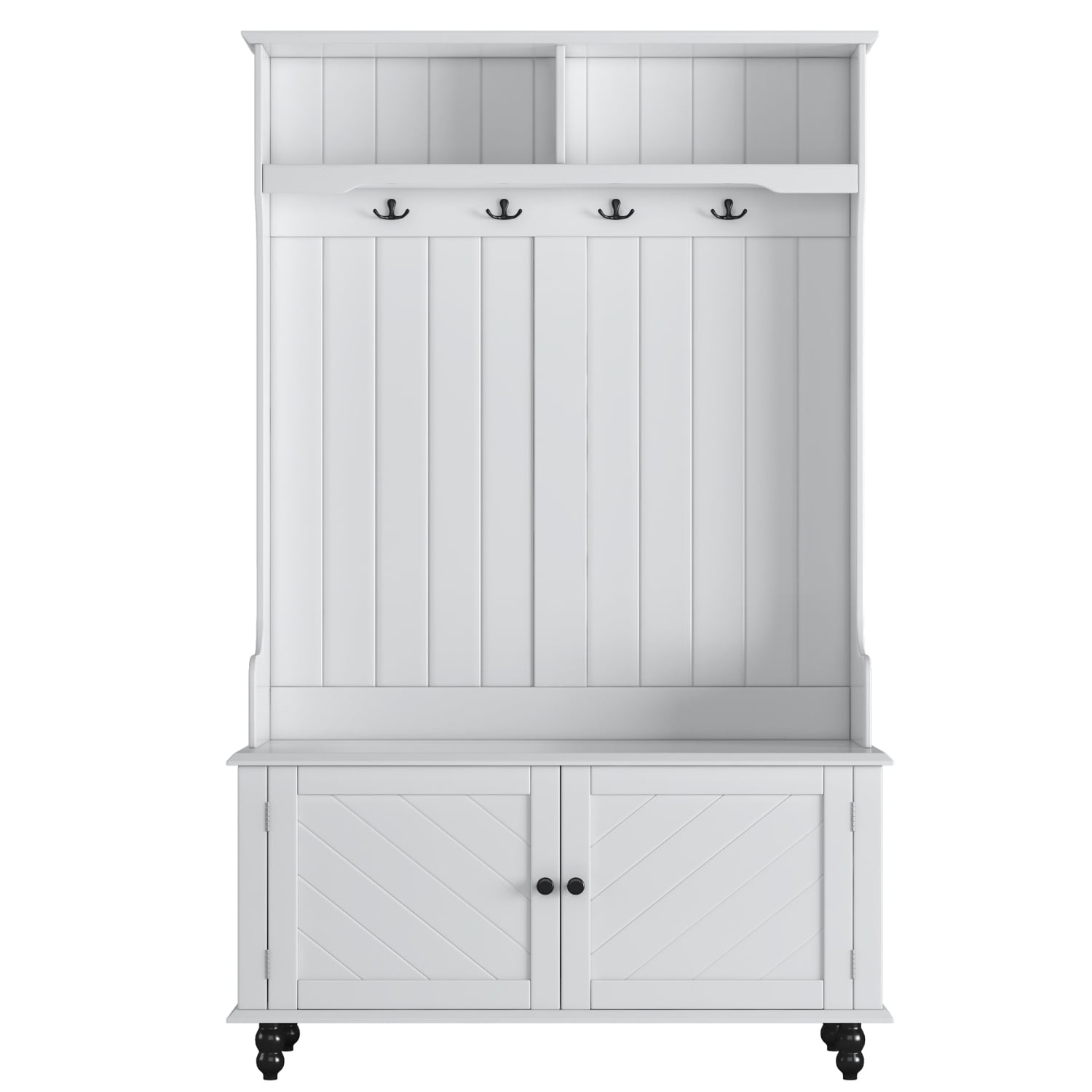 imerelez 40-Inch White Hall Tree with 4 Hooks - 3-in-1 Entryway Coat ...