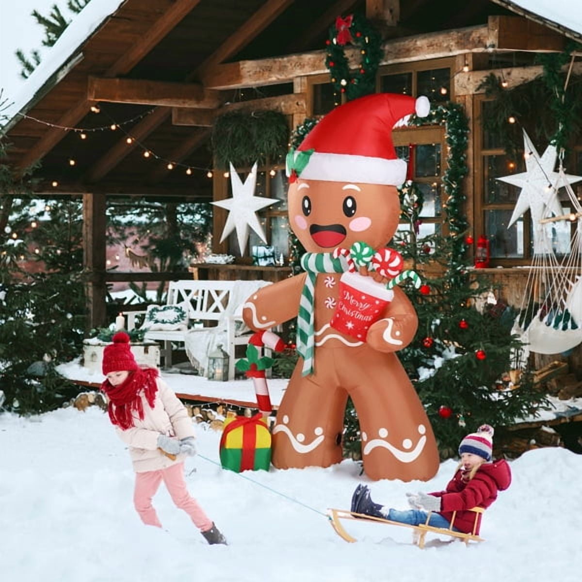 imerelez 7.9FT Inflatable Gingerbread Man Christmas Decor - LED Lighted ...
