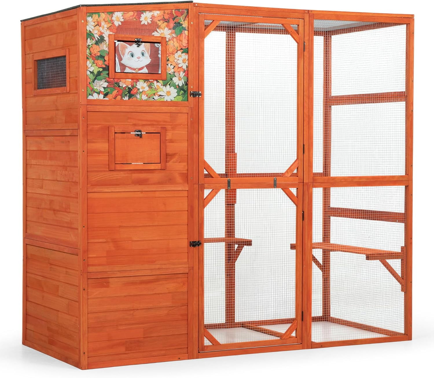 imerelez 70" H Large Outdoor Cat Enclosure, 4-Tier Window Design ...