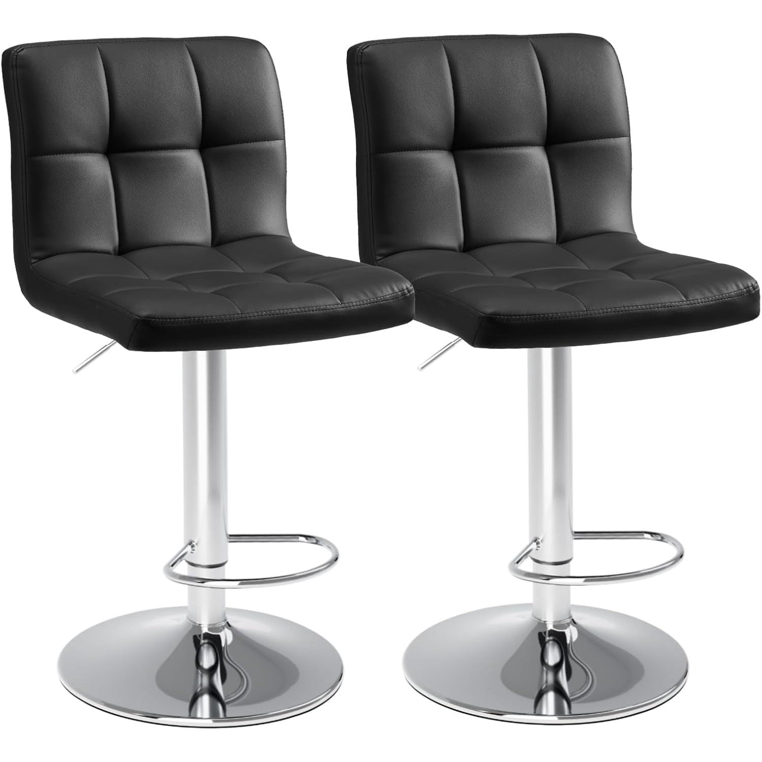 imerelez Bar Stools Set of 2, PU Leather Adjustable Swivel Barstools ...