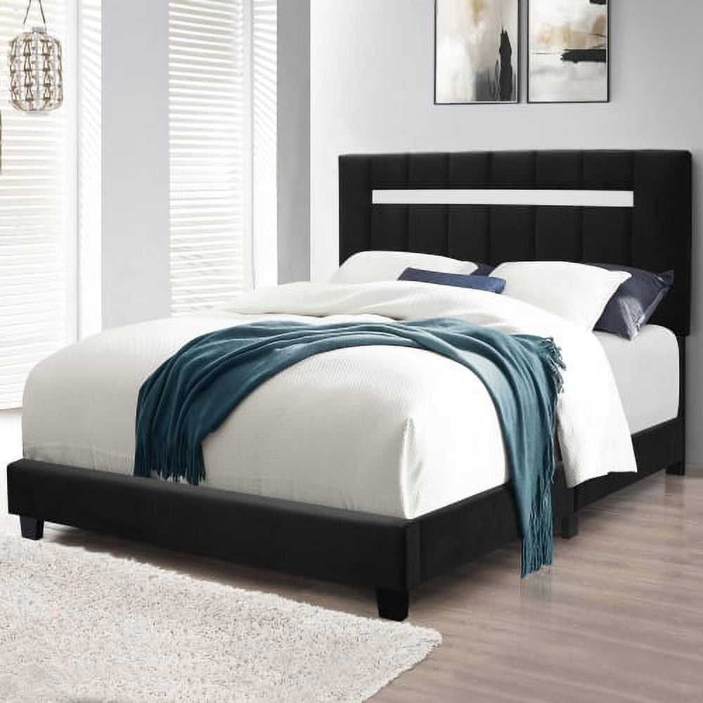 imerelez Black Queen Size Adjustable Upholstered Bed Frame Dark Velvet ...