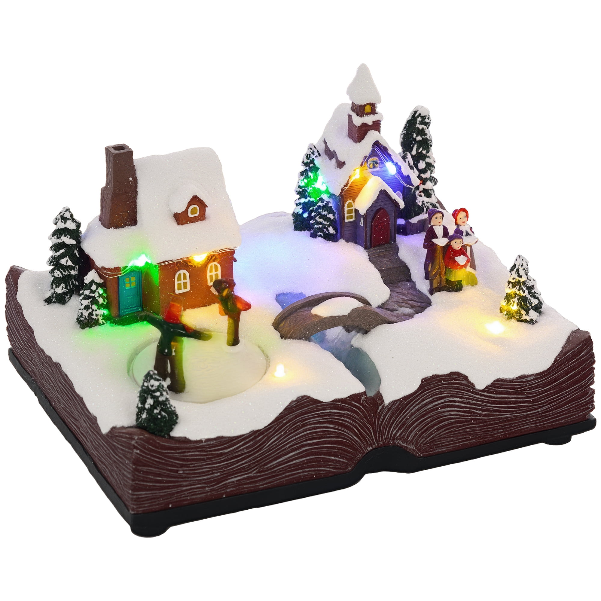 imerelez Christmas Village on an Open Bible with LED Lights and Music ...