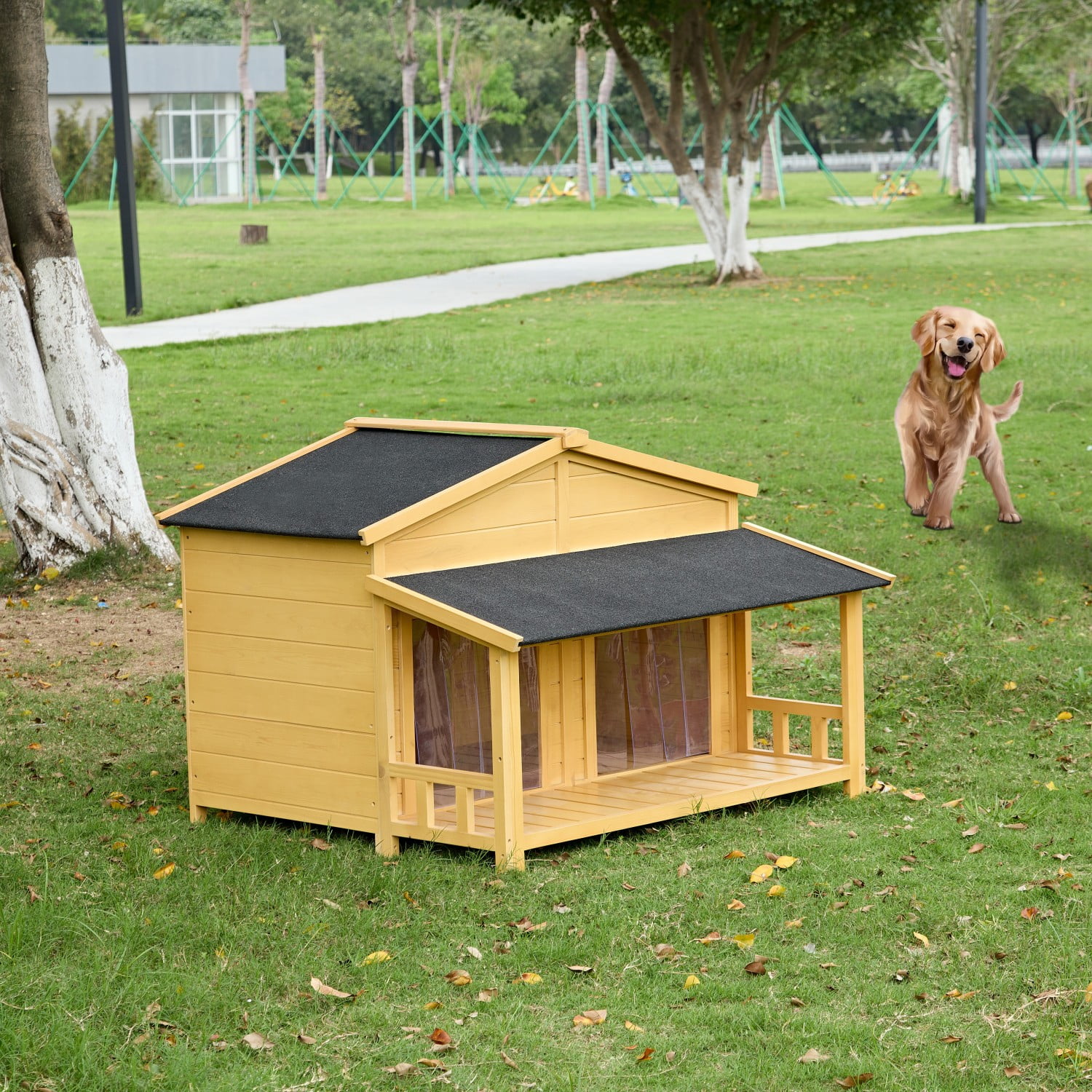 imerelez Dog House, Waterproof Dog Cage Kennel, Wooden Outdoor and ...