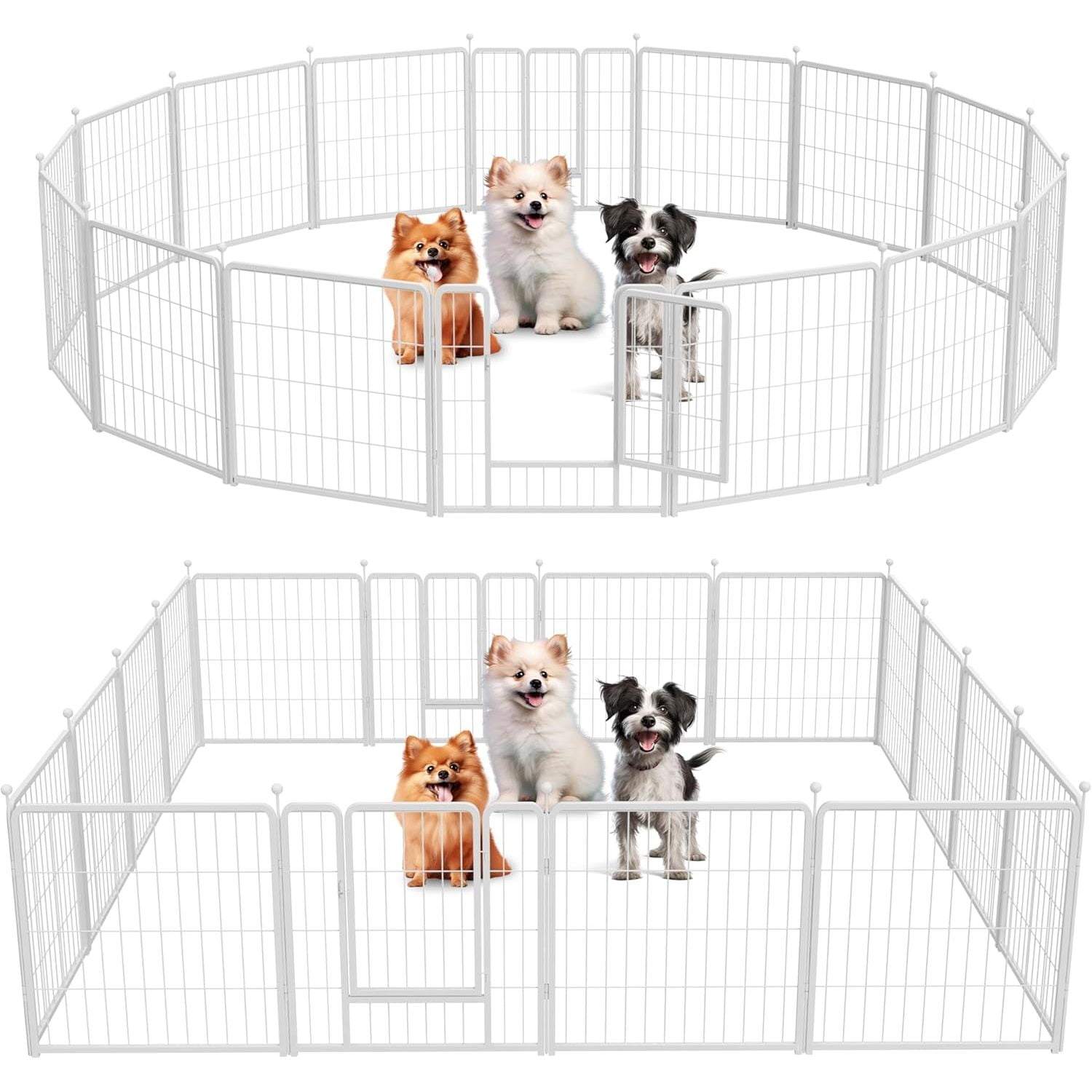 imerelez Dog Playpen, 24" Height 16 Panels Fence with Anti-Rust Coating ...