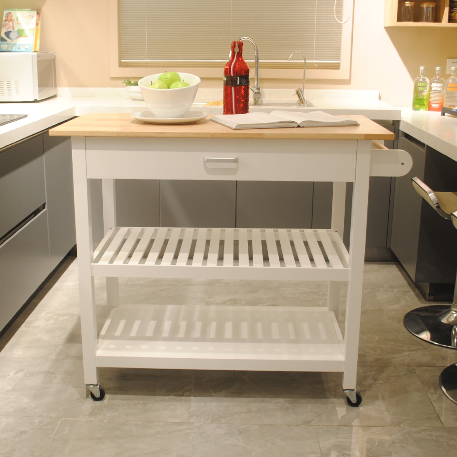 imerelez Kitchen Island & Kitchen Cart, Mobile Kitchen Island with Two ...