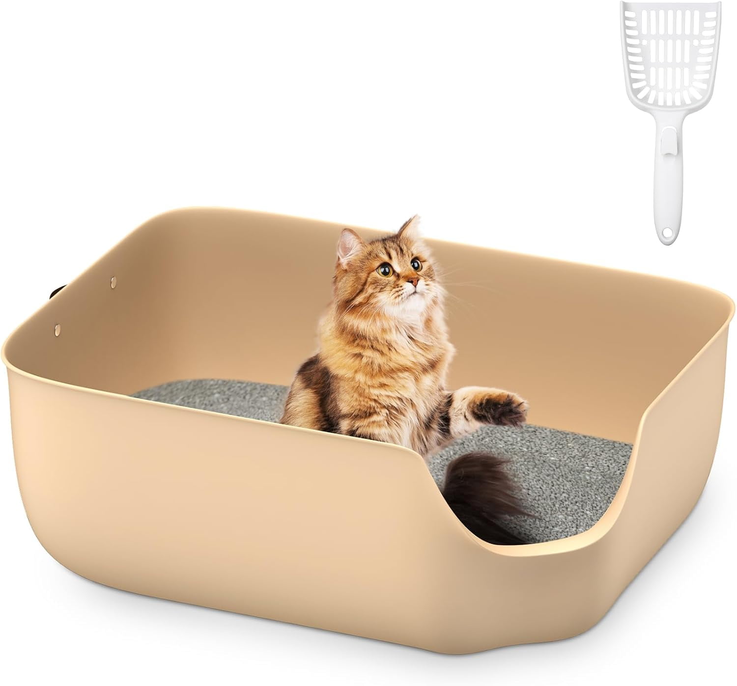 imerelez Large Cat Litter Box, High Sided Litter Box for Big Cats with ...