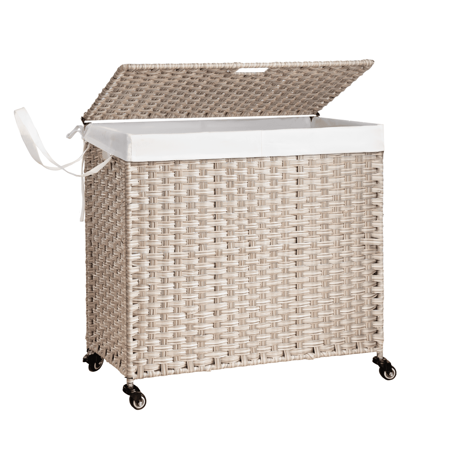 imerelez Laundry Hamper With Lid PE Rattan Powder Coating Frame Clothes ...