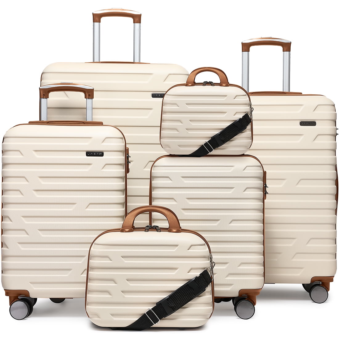 imerelez Luggage Sets 6 Piece Hardside Expandable Suitcases with Two ...