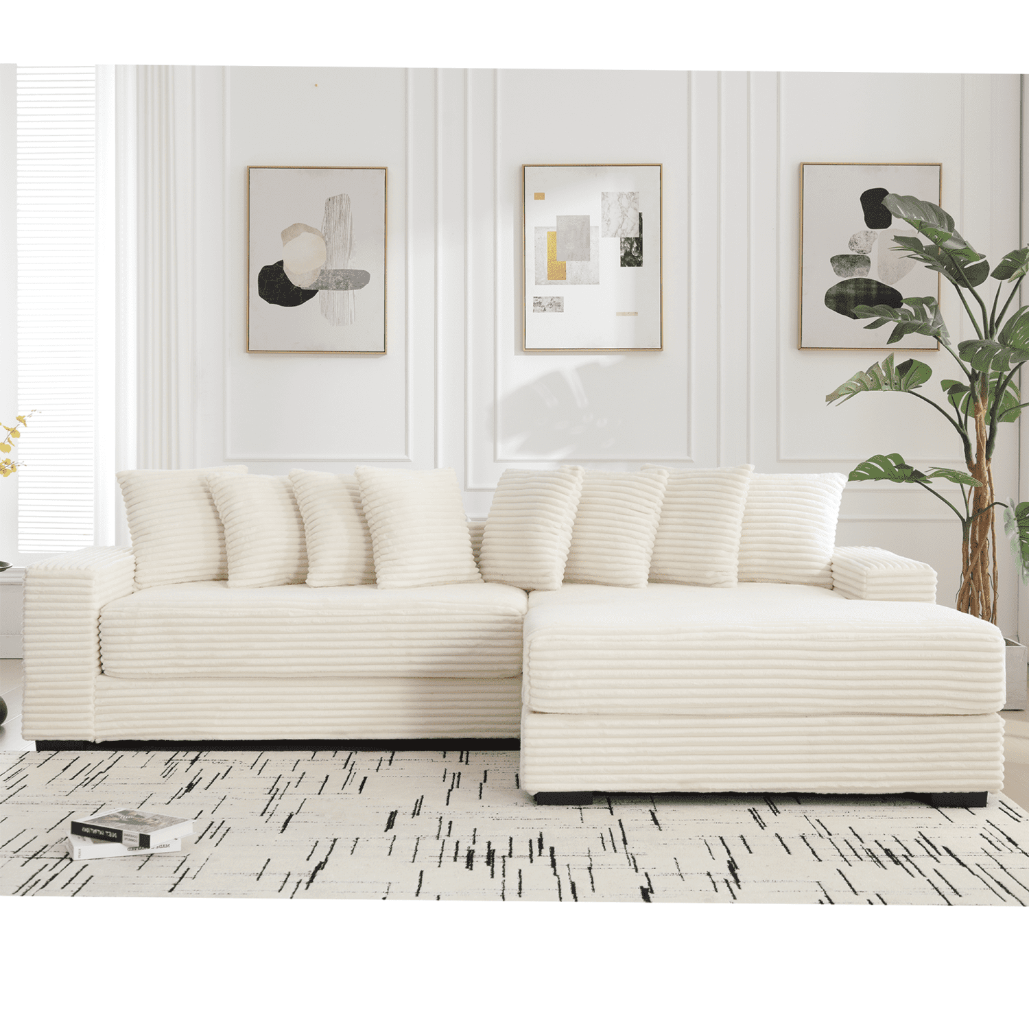 imerelez Oversized Two-Piece Couches, L Shaped Sofa, Corduroy, Right ...