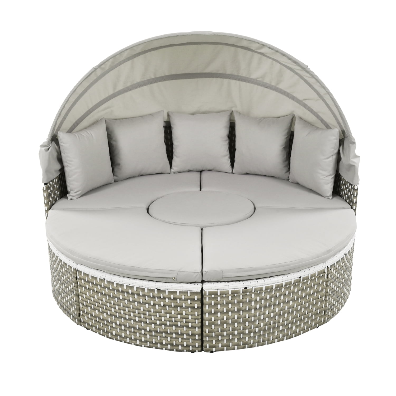 imerelez Patio Furniture Round Outdoor Sectional Sofa Set Rattan Daybed ...