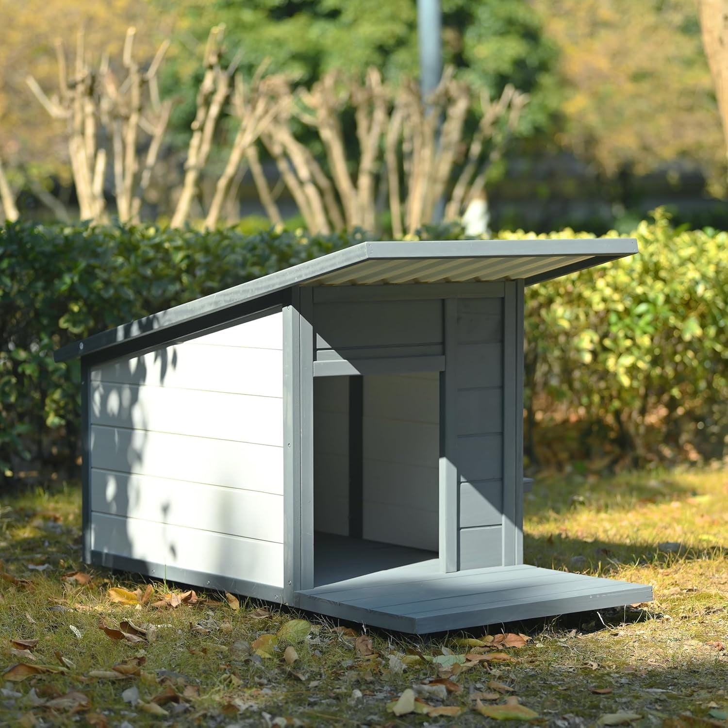 imerelez Portable Outdoor Dog House with 4 Swivel Wheels & Dual Food ...