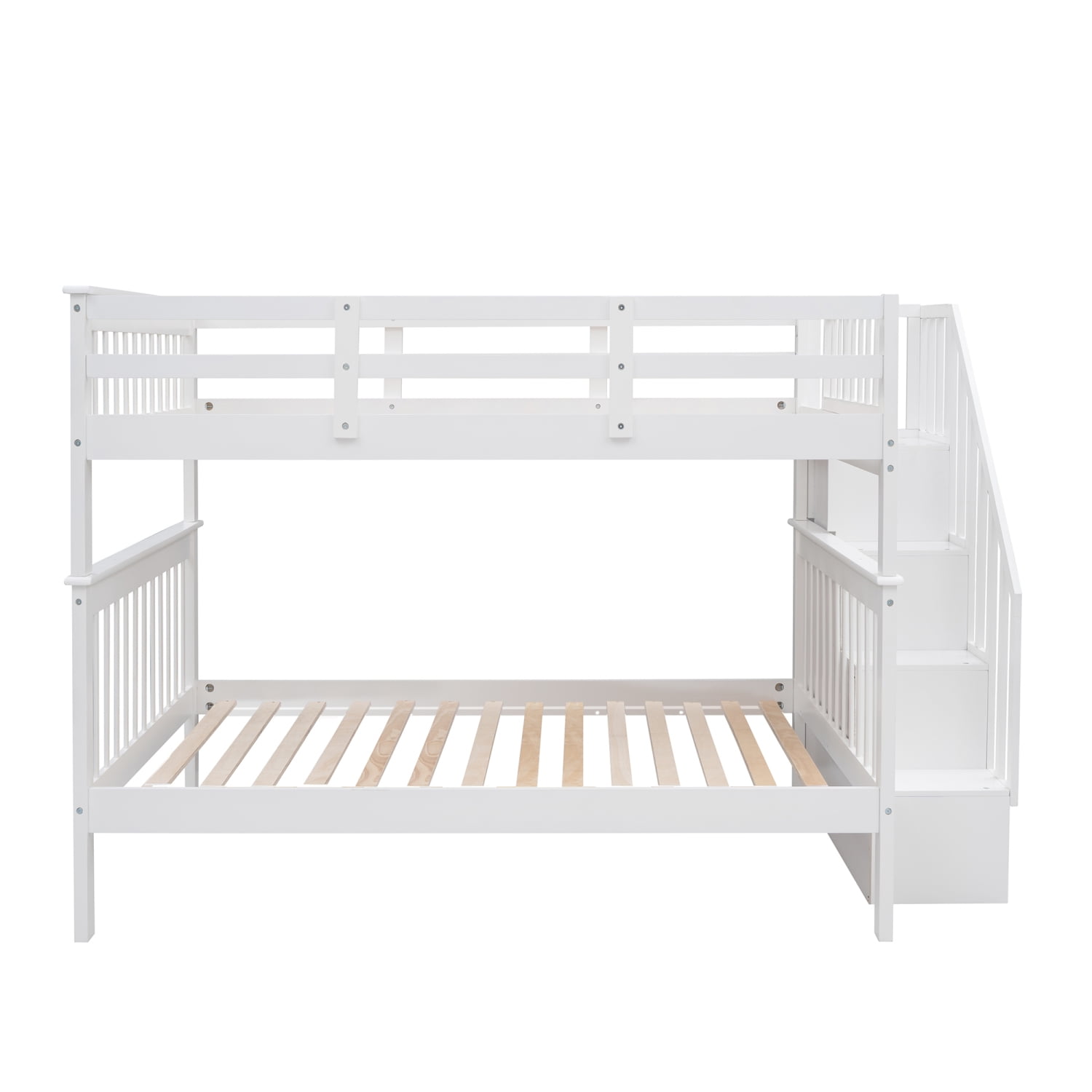 imerelez Stairway Full-Over-Full Bunk Bed with Storage and Guard Rail ...