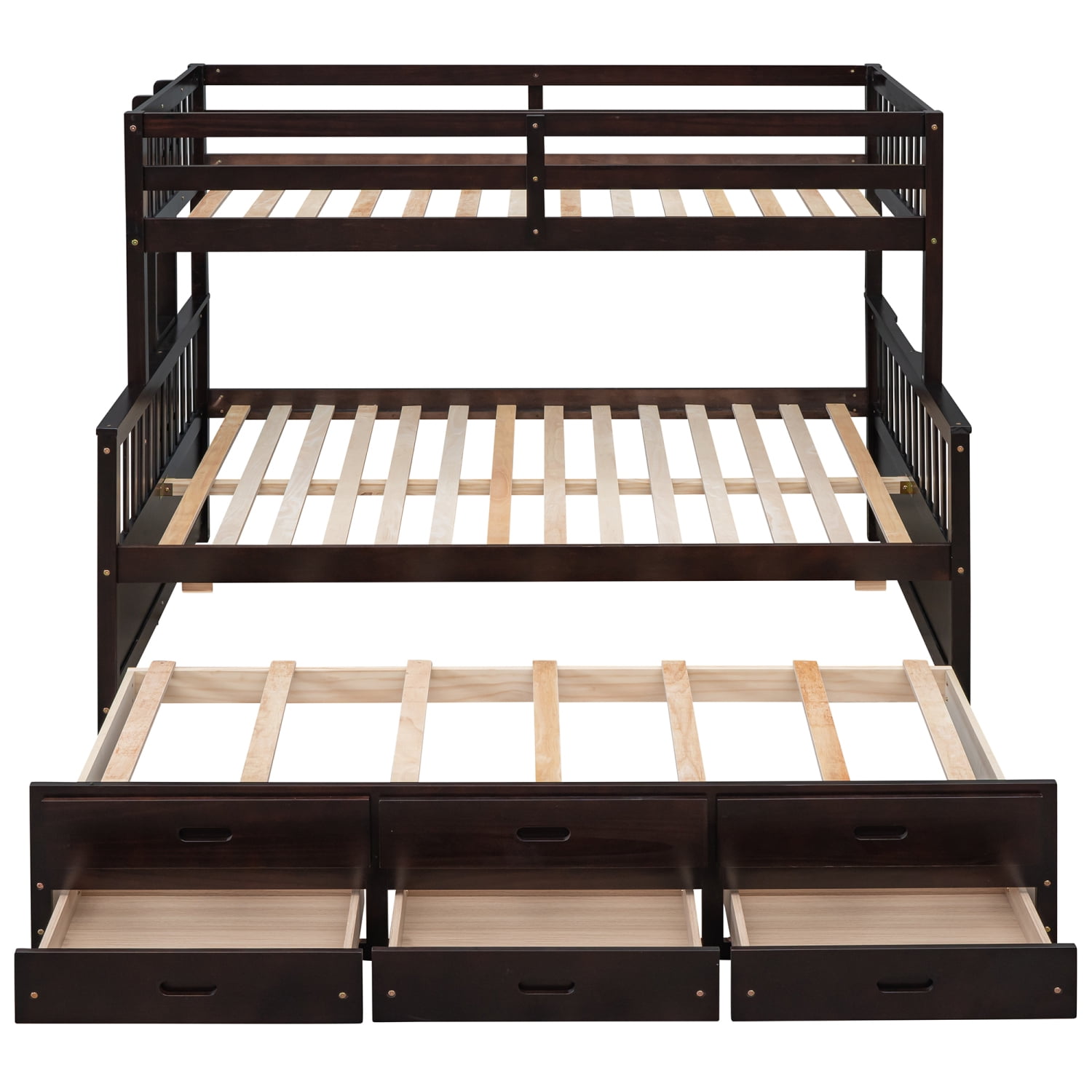 imerelez Twin-Over-Full Bunk Bed with Twin size Trundle , Separable Bunk Bed with Drawers for ...