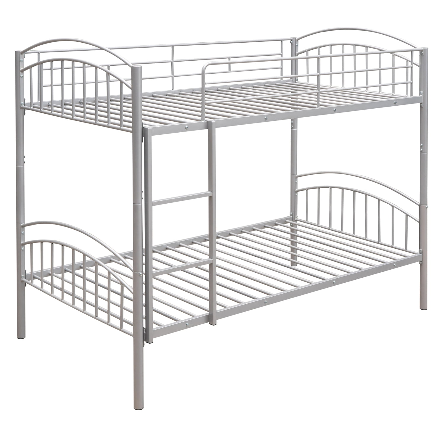 imerelez Twin Over Twin Metal Bunk Bed,Divided into Two Beds(Silver ...