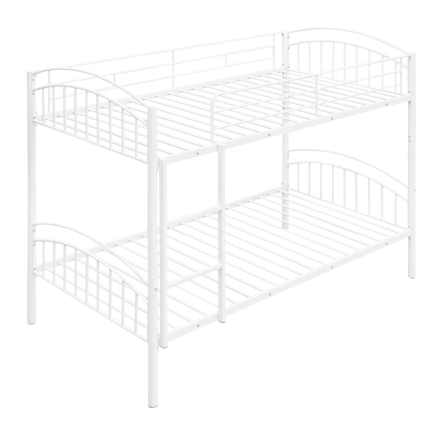 imerelez Twin Over Twin Metal Bunk Bed,Divided into Two Beds(White ...