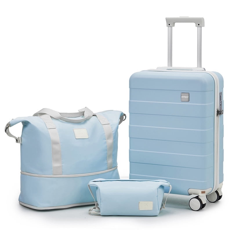 Imiomo 3-Piece 20in Carry-On Luggage Set, Spinner Wheels, Durable ABS ...