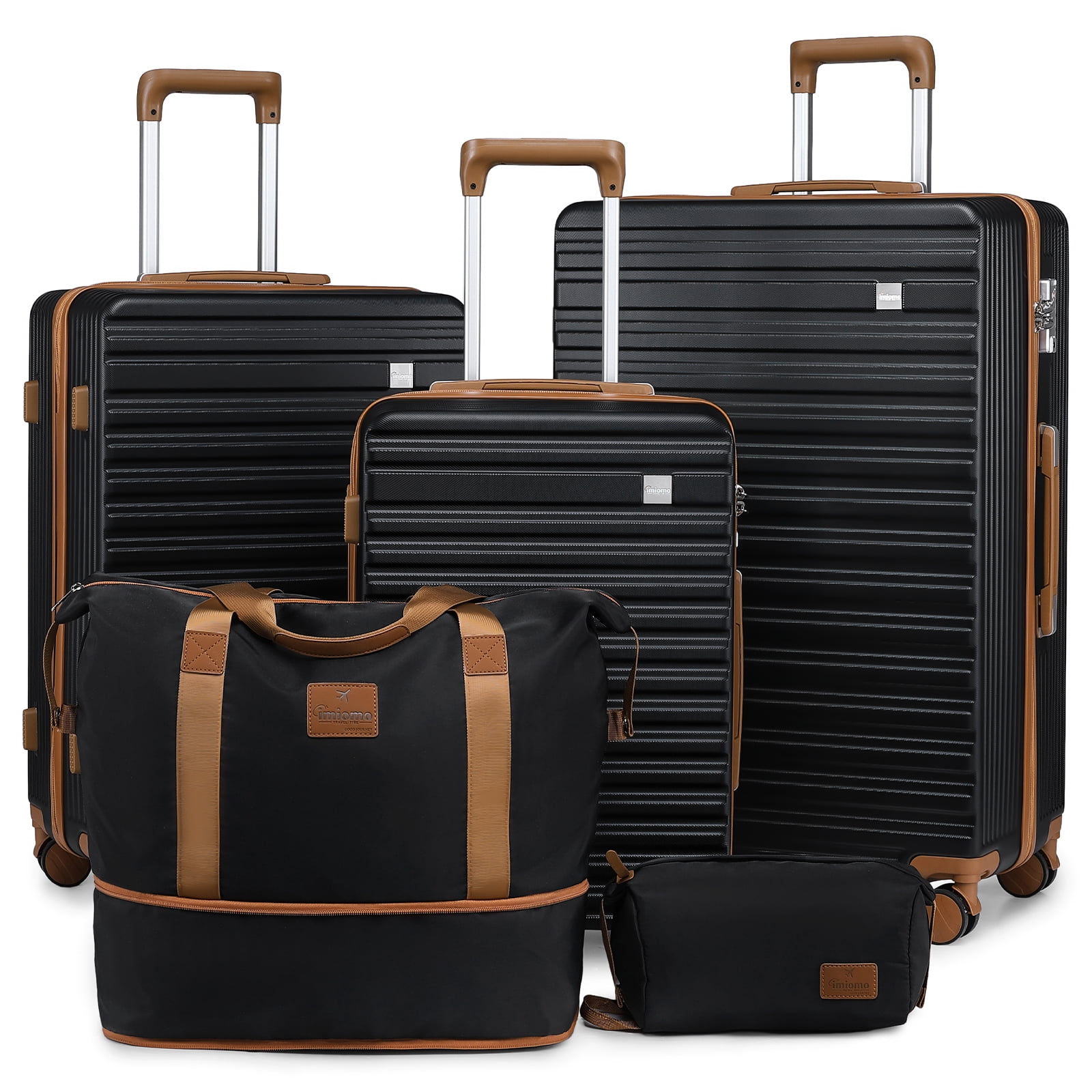 Imiono 5 Piece Spinner Shell Hardside Luggage Set With Expandable Lightweight Design Swivel