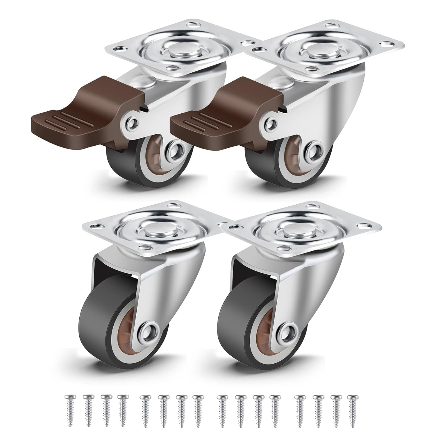 implemental Nefish 4 Pack 1 Small Caster Wheels For Furniture Low Profile Soft Rubber Casters ...
