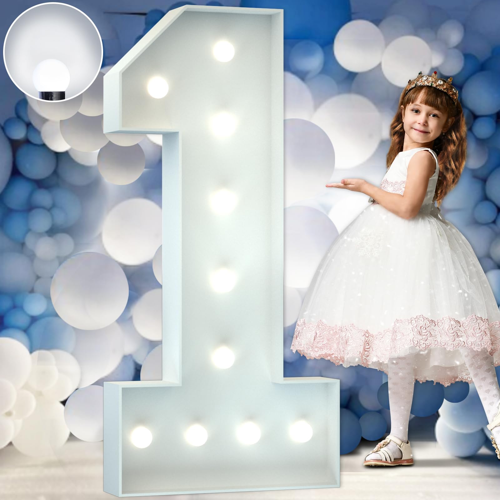 imprsv 4FT Marquee Numbers, Light Up ATT1Numbers, Marquee 1, Cool White ...
