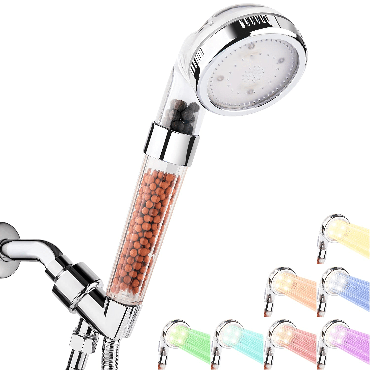 imtfzct LED Ionic Filter Shower Head with Hose and Bracket, Handheld ...