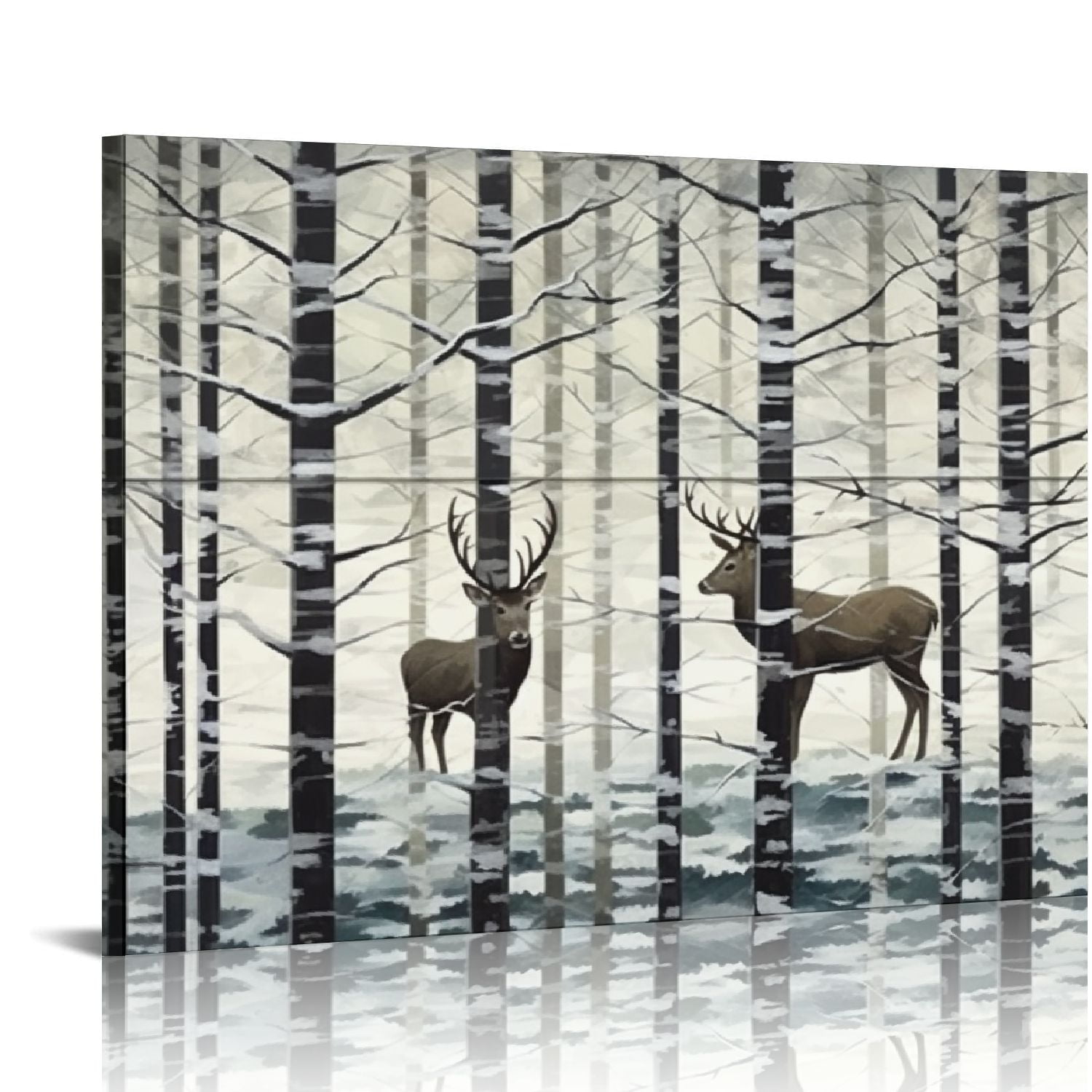 - in Birch Forest Wood Cut Print Artwork - Rustic Canvas Wall Art Home ...