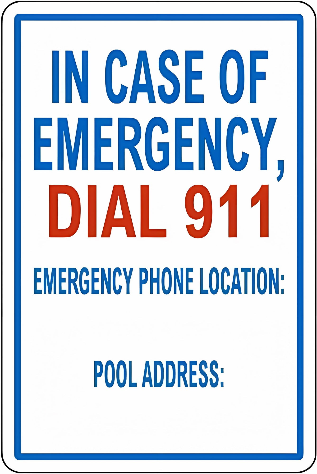 in Case of Emergency Dial 911 Pool Tin Sign - 8"x12" Vintage Metal ...