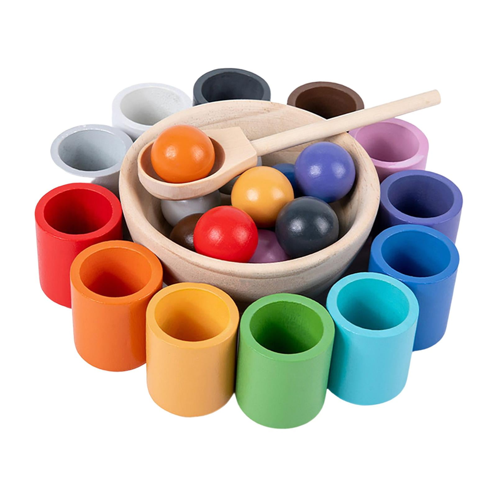 in Cups Montessori Toy and Bowl Spoon Color Sorting and Counting ...
