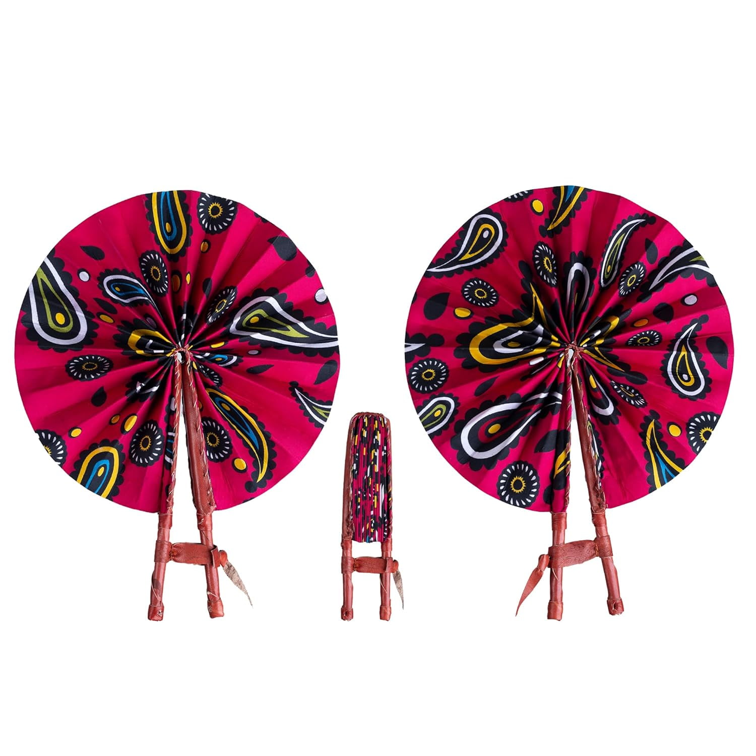 in Ghana Colorful Ankara African Print Handheld Bolga Folding Fan With ...