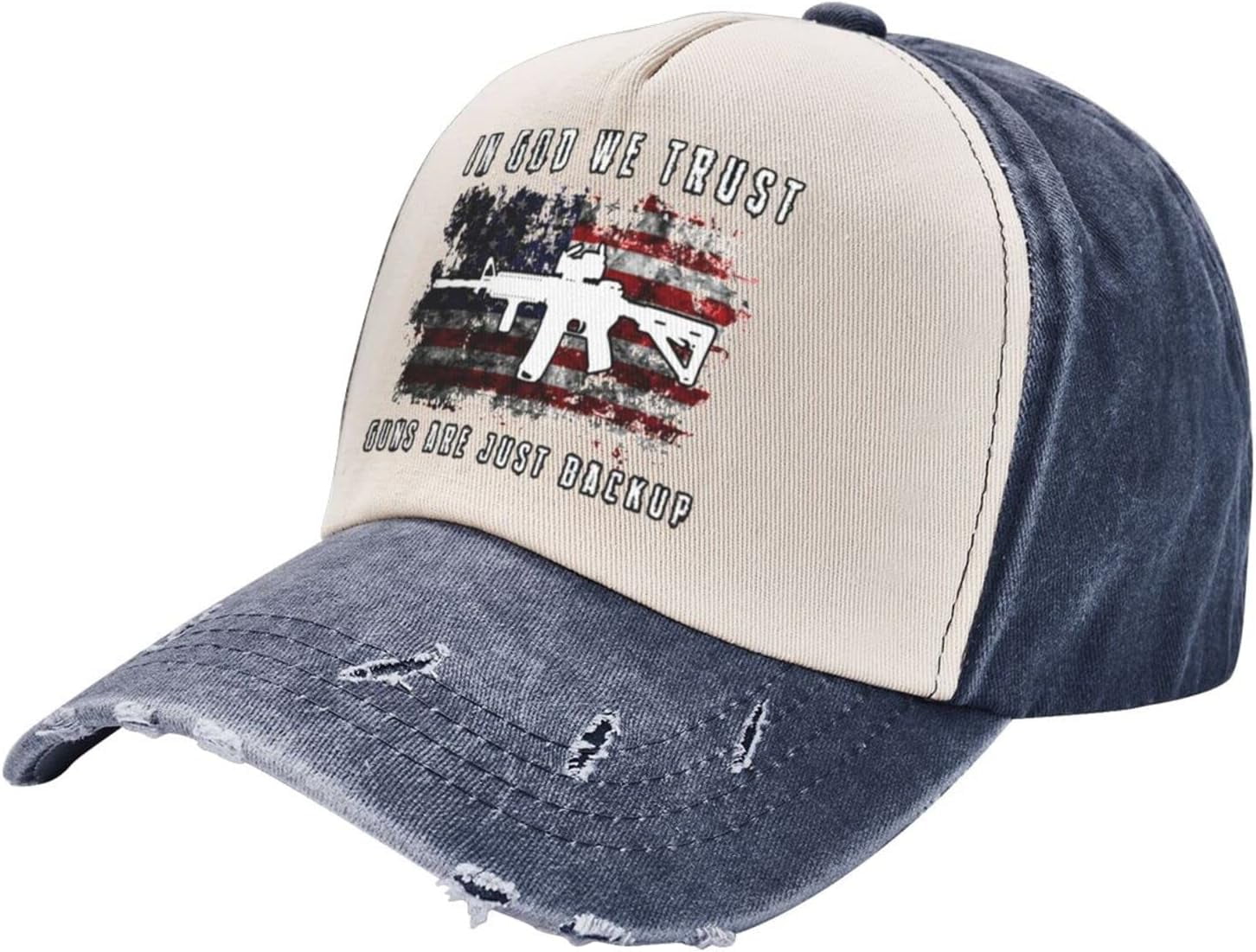in God We Trust My Guns are Just Backup Trucker Hat Denim Baseball Cap ...