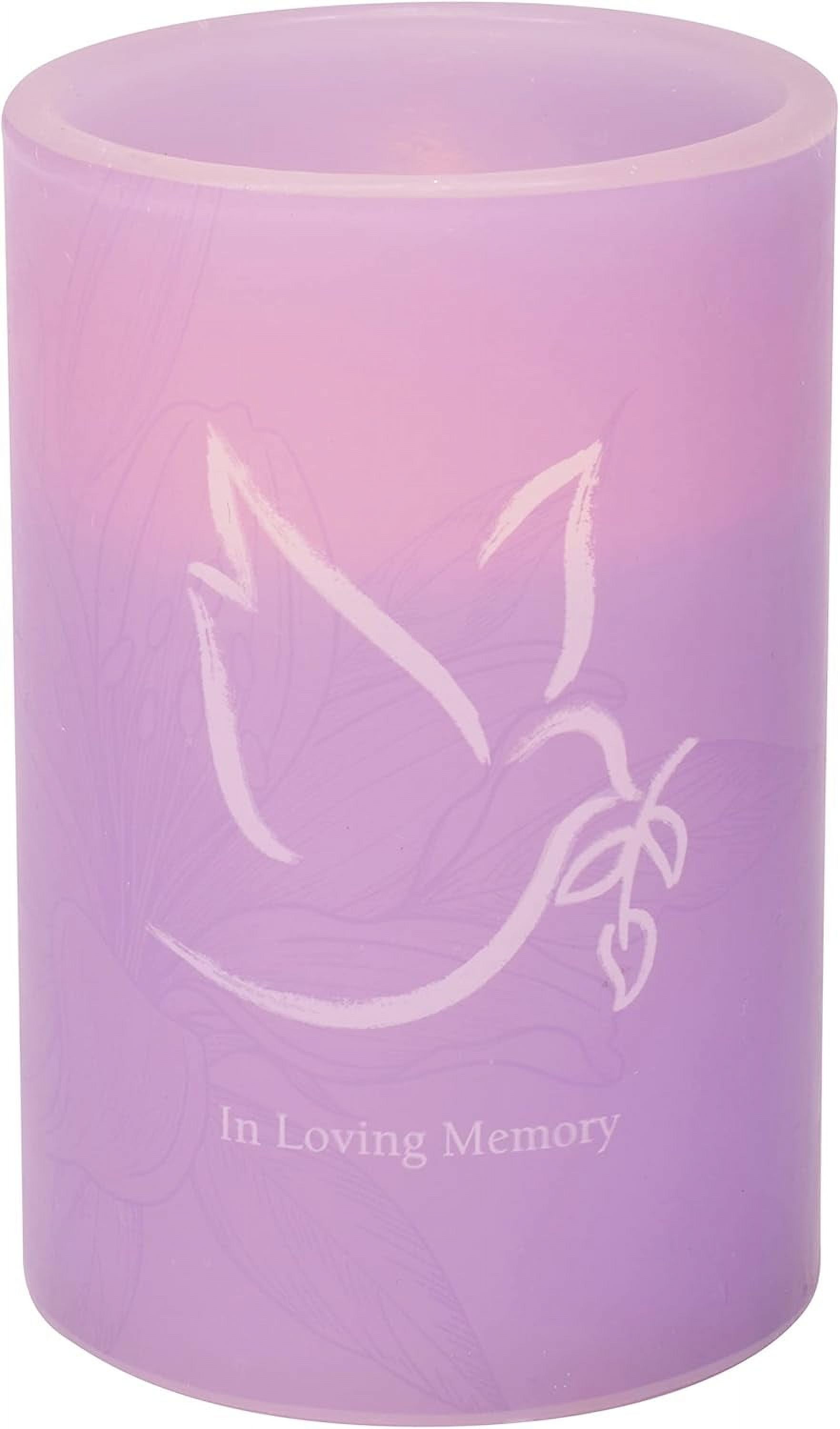 in Memoriam Quote Dove of Peace Flameless LED Remembrance Candle Pillar ...