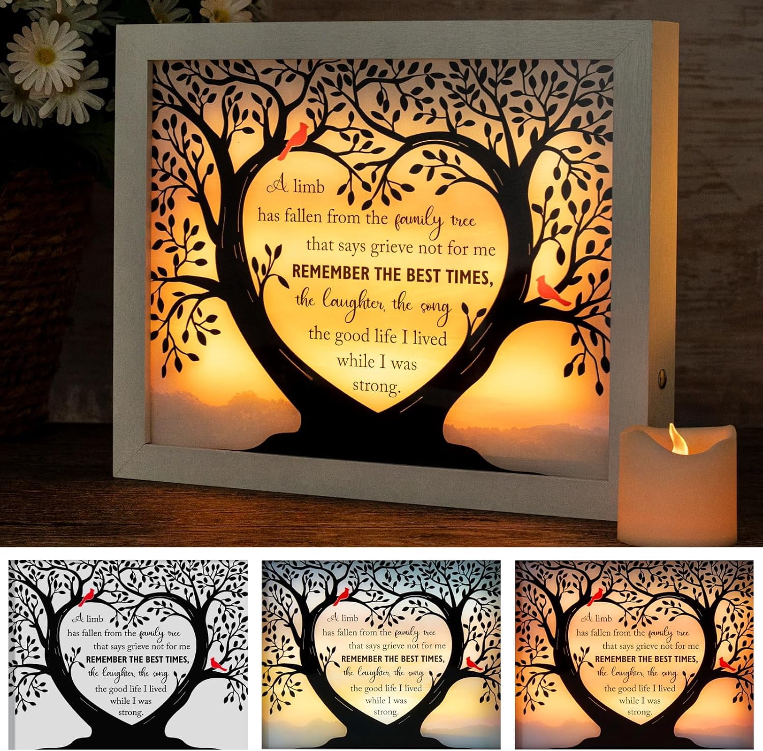 in Memory of Loved One Gifts - Sympathy Gift LED Memorial Shadow Box ...