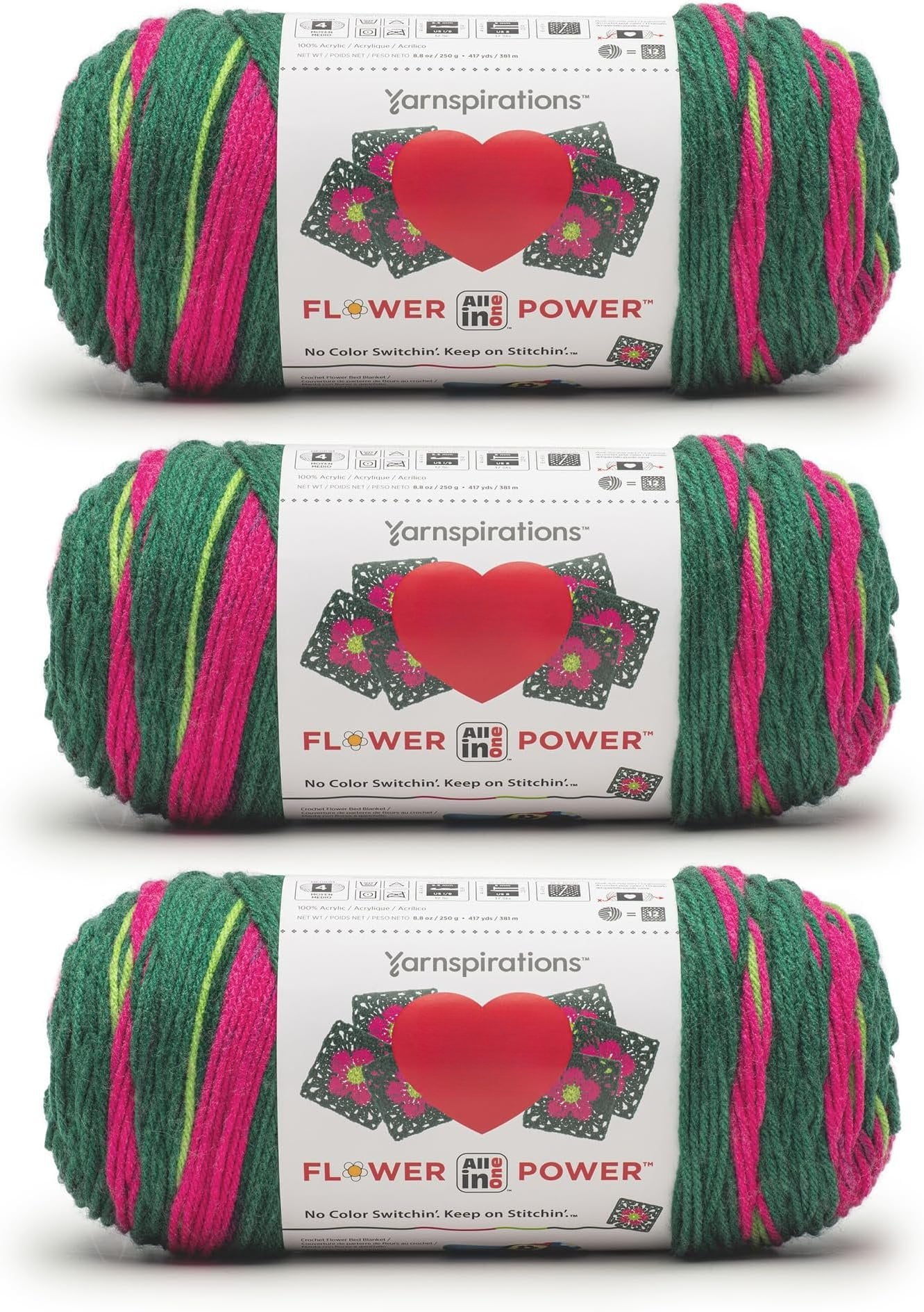 in ONE Flower Power Hyacinth Bucket Yarn - 3 of 8.8oz/250g - - #4 ...