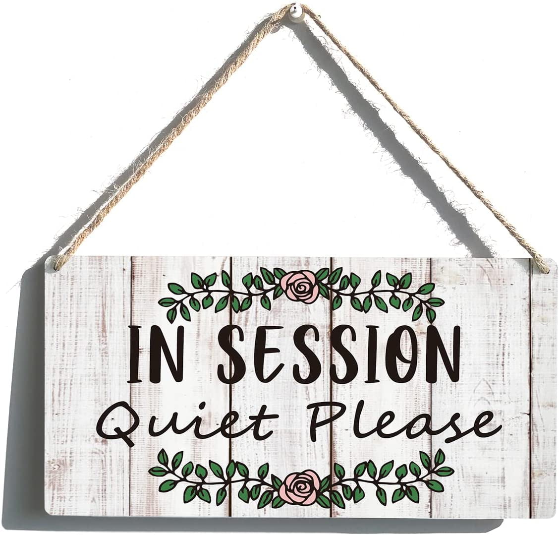 in Session Quiet Please Sign Funny Farmhouse Wooden Hanging Sign 6" x12 ...