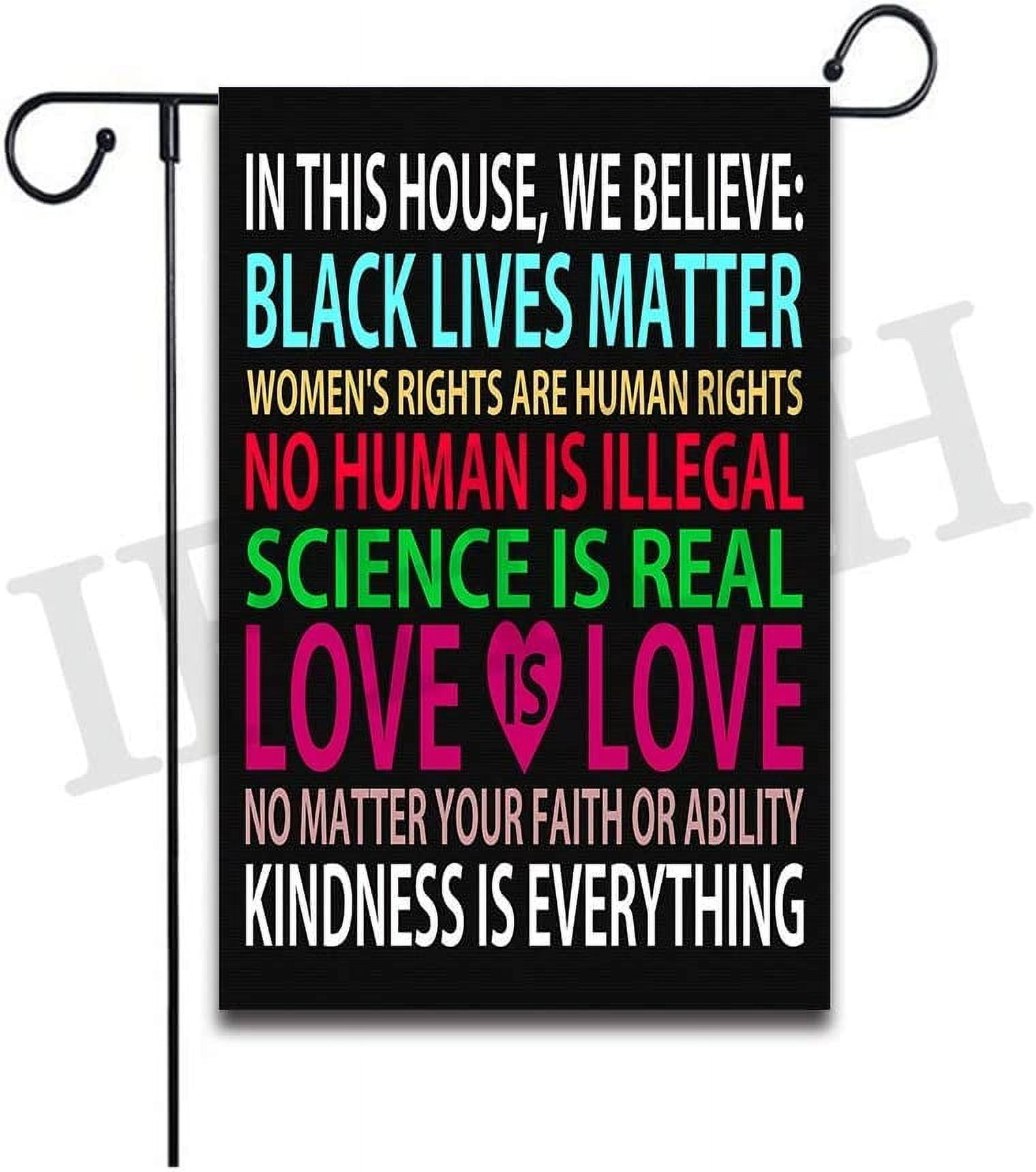 in This House We Believe Garden Flag Woman's Rights Human Rights Black ...