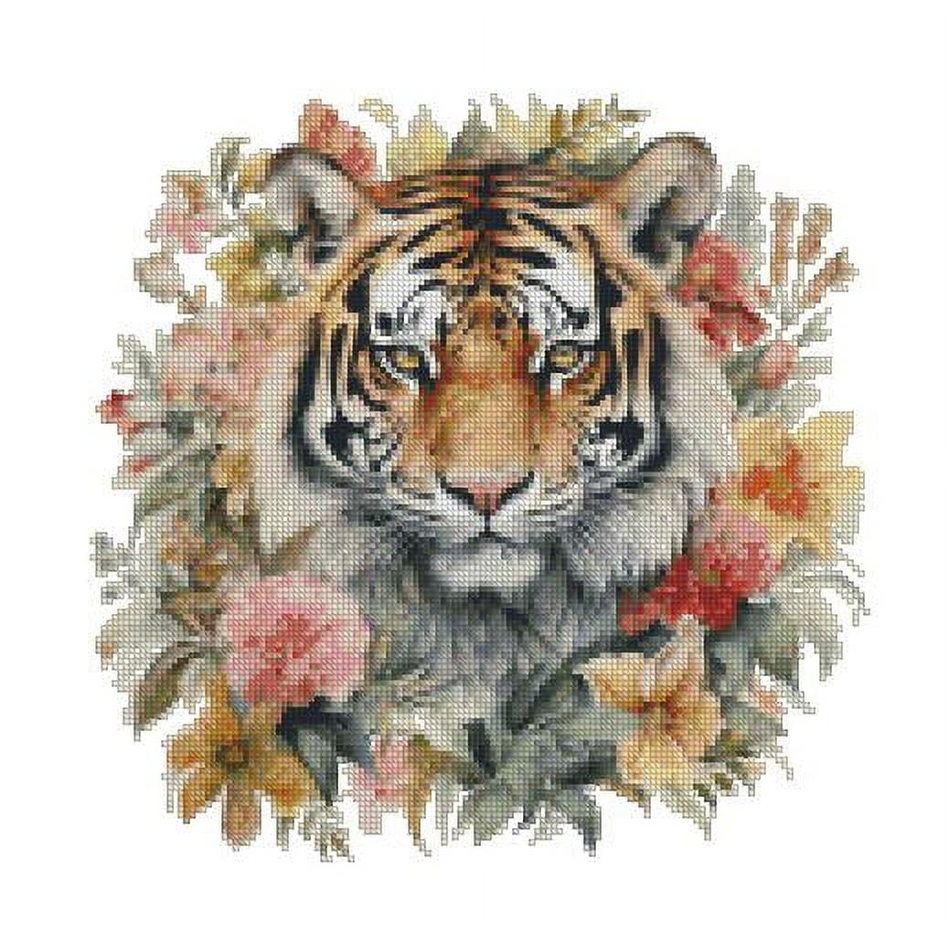 in me, The Tiger sniffles The Rose, Counted Cross Stitch Kits, 14ct ...