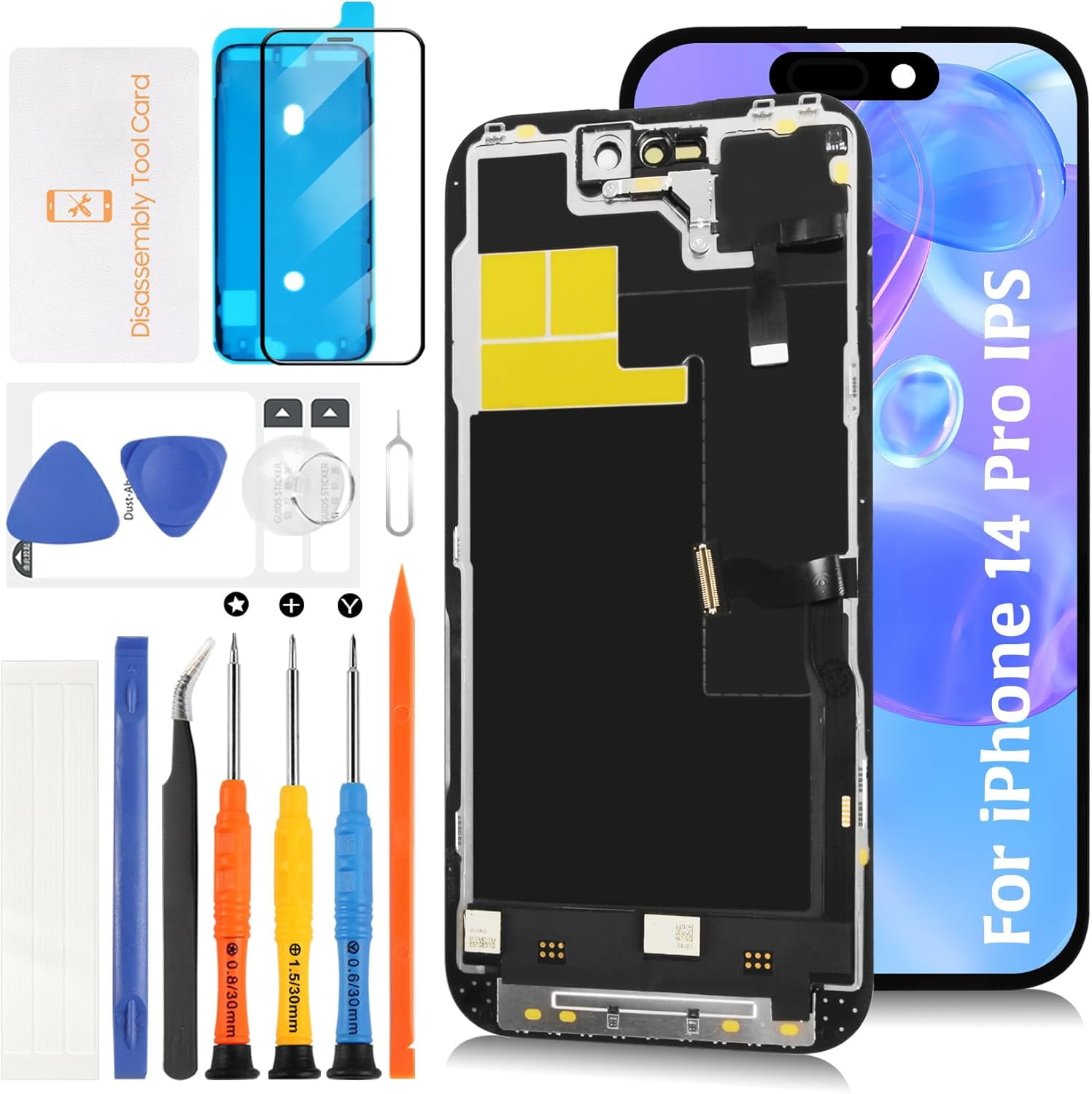 incell for iPhone 14 Pro LCD Screen Replacement [Sensor Cable+Similar Size Notch] 3D Touch LCD ...